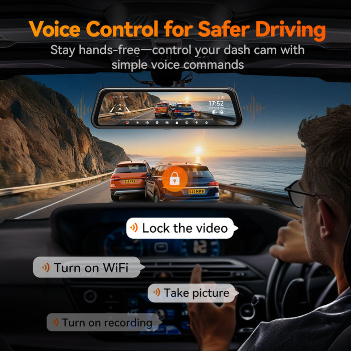 WOLFBOX M40 4K 10" ADAS WIFI Touch Screen Mirror Dash Cam